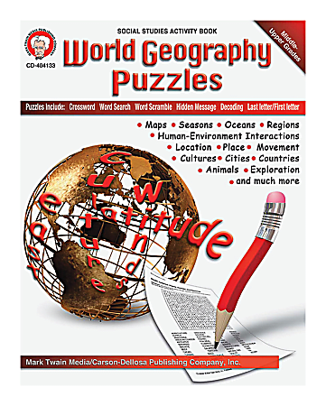 Mark Twain World Geography Puzzles Book Grades 6 12 - Office Depot