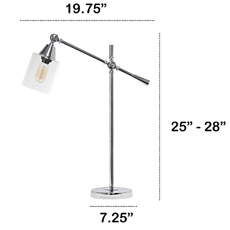 Lalia Home Vertically Adjustable Desk Lamp 28 H Clear ShadeChrome Base ...