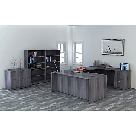 Lorell 72 W Credenza Computer Desk Weathered Charcoal - Office Depot