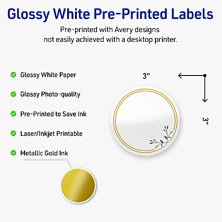 Avery Print To The Edge Labels Sure Feed S00 DMR PRWGP10 3 Round Glossy ...