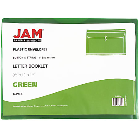 JAM Paper Booklet Plastic Envelopes Letter Size 9 34 x 13 Button String ...
