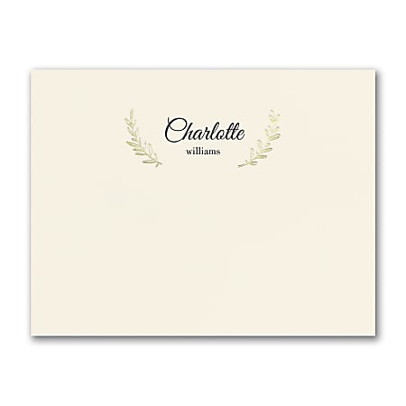 Custom Premium Stationery Flat Note Cards 5 12 x 4 14 Leaf Cradled Name ...