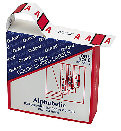 Pendaflex Alphabetic Color Coded EndTab Label Alpha A Red - Office Depot