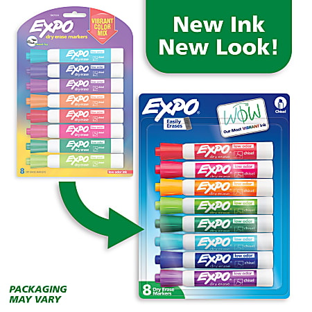 EXPO Low Odor Dry Erase Markers Chisel Point Assorted Vibrant Colors ...