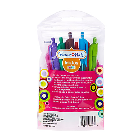 Paper Mate InkJoy Mini 100RT Ballpoint Pens Medium Point 1.0 mm ...