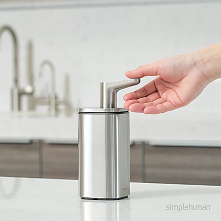 simplehuman Liquid Soap And Hand Sanitizer Pulse Pump 10 Oz Brushed Stainless Steel - Office Depot