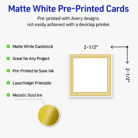 Avery Printable Cards With Sure Feed Technology 2 12 x 2 12 Matte White ...