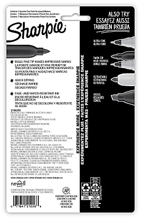 Sharpie Glam Pop Permanent Markers Fine Point Gray Barrels Assorted Ink ...