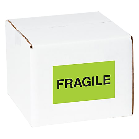 Tape Logic Preprinted Shipping Labels DL2421 Fragile 3 x 5 Fluorescent ...