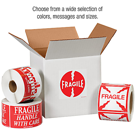 Tape Logic Preprinted Shipping Labels DL2421 Fragile 3 x 5 Fluorescent ...