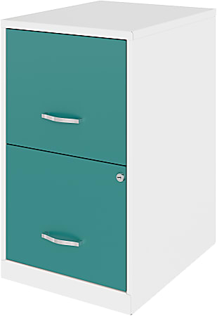 Realspace SOHO Smart 18 D Vertical 2 Drawer File Cabinet WhiteTeal ...