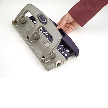 OIC Deluxe Standard 3 Hole Punch With Drawer Silver - Office Depot