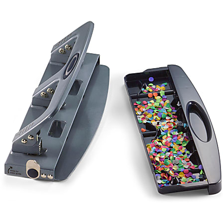 OIC Deluxe Standard 3 Hole Punch With Drawer Silver - Office Depot