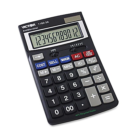 Victor 1180 3A 12 Digit Desktop Calculator With Antimicrobial ...