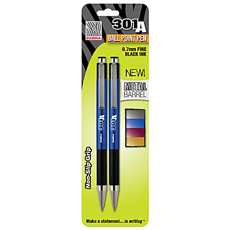 Zebra 301A Retractable Ballpoint Pens Fine Point 0.7 mm Blue Barrels ...
