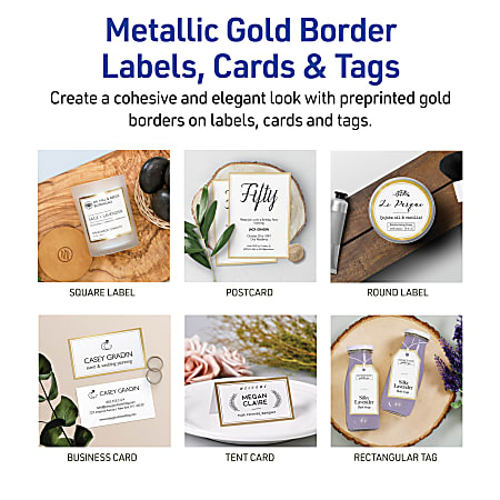 Avery Printable Labels With Metallic Border Rectangle 2 x 4 Matte White ...
