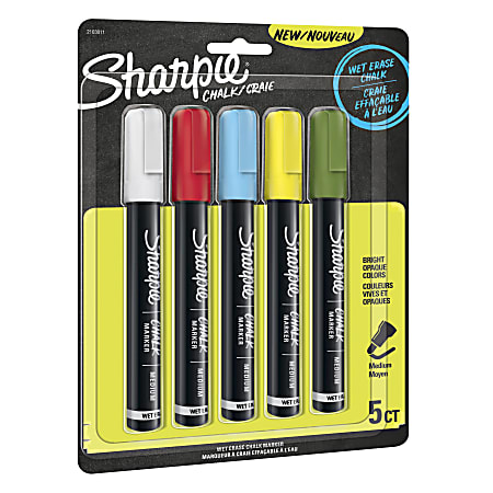 Sharpie Wet Erase Chalk Markers Medium Point Assorted Colors Pack Of 5 ...