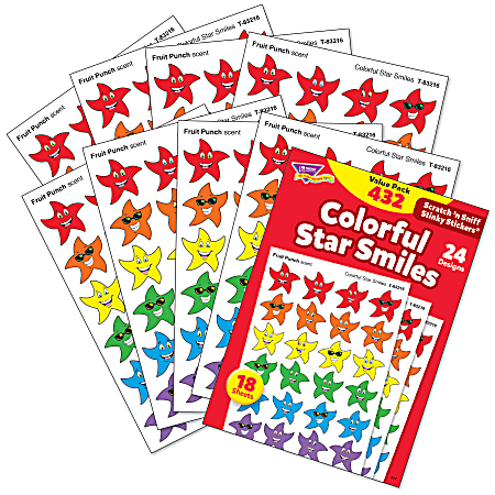 Trend Stinky Stickers Colorful Star Smiles 432 Stickers Per Pack Set Of ...