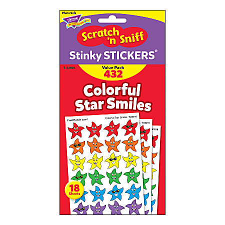 Trend Stinky Stickers Colorful Star Smiles 432 Stickers Per Pack Set Of ...