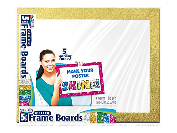 Artskills Glitter Framed Poster Boards 11 x 14 Assorted Colors Pack Of ...