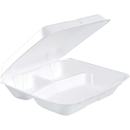 Dart Hinged Lid Carryout Food Containers 3 Compartments 2 516 H x 7 12 W x 8 D White Pack Of 200 ...