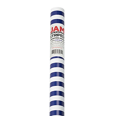 JAM Paper Wrapping Paper Striped 25 Sq Ft Blue White - Office Depot
