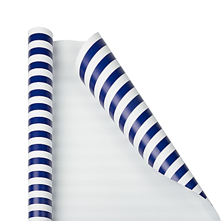JAM Paper Wrapping Paper Striped 25 Sq Ft Blue White - Office Depot