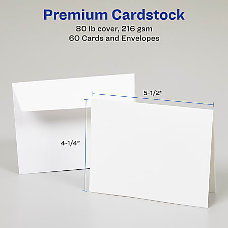 Avery Printable Note Cards With Envelopes 4.25 x 5.5 Matte White 60 ...