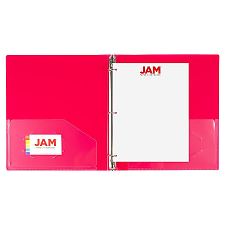 JAM PAPER 3 Ring Plastic Binder 0.5 inch Pink - Office Depot