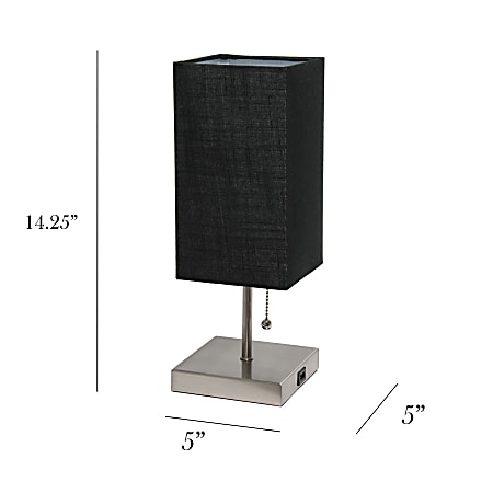 Simple Designs Petite Stick Lamps With USB Charging Port Black ...