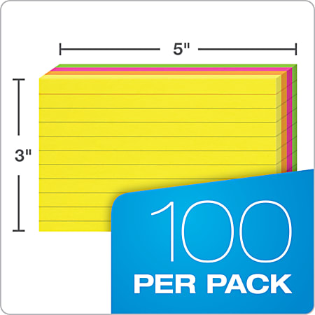 Oxford Neon Index Cards 3 x 5 Ruled Assorted Colors 100 Per Pack ...