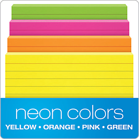 Oxford Neon Index Cards 3 x 5 Ruled Assorted Colors 100 Per Pack ...