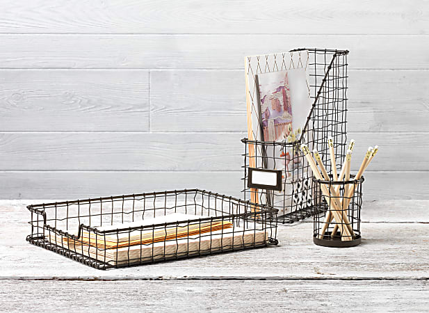 Realspace Wire Letter Tray Rustic Bronze - Office Depot