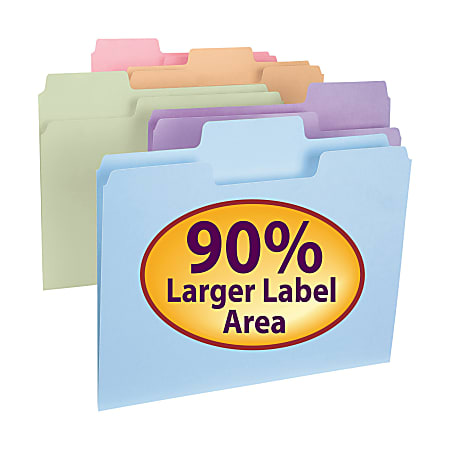 Smead SuperTab File Folders Letter Size 13 Cut Assorted Pastel Colors ...