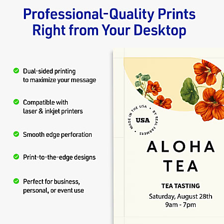 Avery Print To The Edge Flat Cards 3 12 x5 Rectangle Single Rounded ...