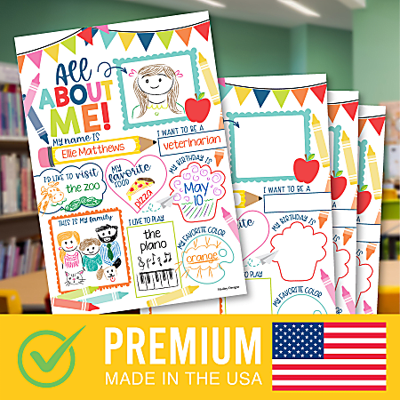 Hadley Designs Posters Colorful Star Student Read All About Me Set Of ...