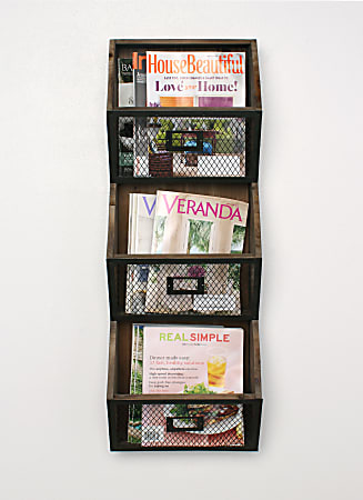 DesignOvations Burdock Wood And Metal Wall Storage Pockets 37 H x 13 W ...
