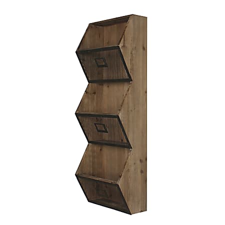 DesignOvations Burdock Wood And Metal Wall Storage Pockets 37 H x 13 W ...