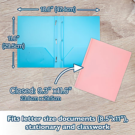 BAZIC Products 2 Pocket Poly Portfolio with 3 Prongs Pastel Colors Pack ...