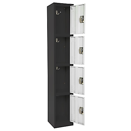 Alpine AdirOffice 4 Tier Steel Locker 72 H x 12 W x 12 D BlackWhite ...
