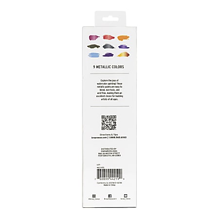 Brea Reese Professional Tin 9 Color Watercolor Paint Set Metallic ...