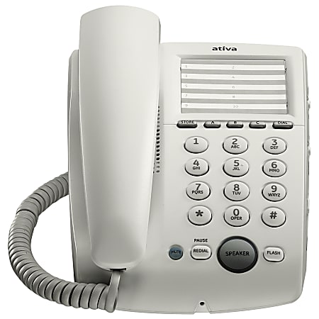Ativa Single Line Corded Speakerphone White - Office Depot