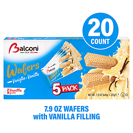 Balconi Wafers Vanilla 1.6 Oz 5 Per Pack Case Of 20 Packs - Office Depot
