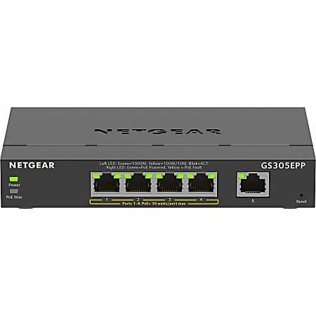 Netgear GS305EPP Ethernet Switch 5 Ports Manageable 2 Layer Supported ...