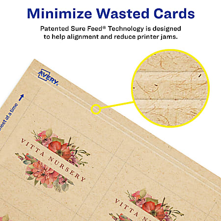 Avery Printable Business Cards With Sure Feed Technology 95272 KMC10 ...