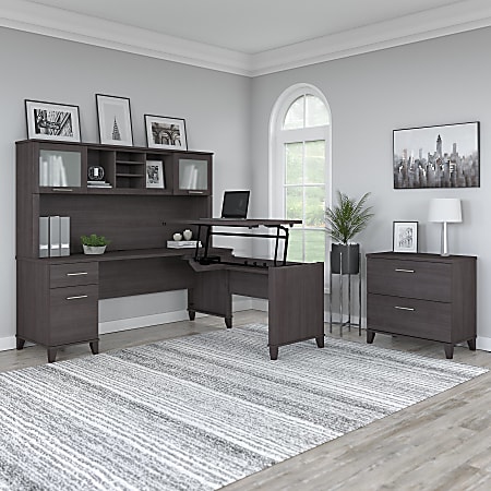 Bush Furniture Somerset 72 W 3 Position Sit To Stand L Shaped Desk With ...