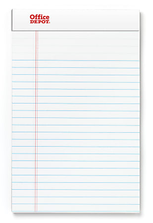 Office Depot Brand Writing Pads 5 x 8 Narrow Ruled 50 Sheets White Pack ...