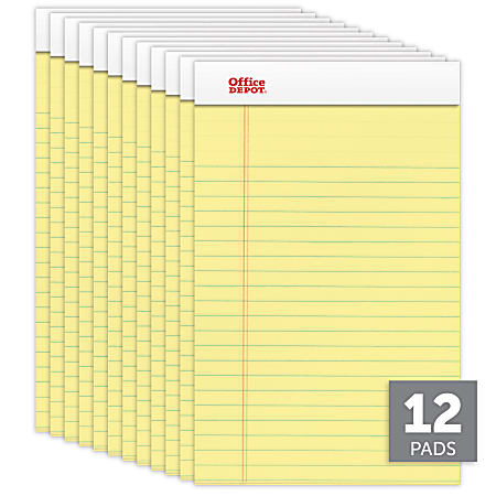 Office Depot Brand Writing Pads 5 x 8 Narrow Ruled 50 Sheets Canary ...