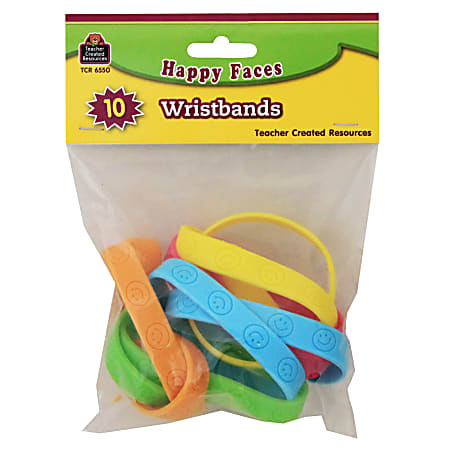 Teacher Created Resources Happy Faces Wristbands 10 Per Pack Set Of 6 ...