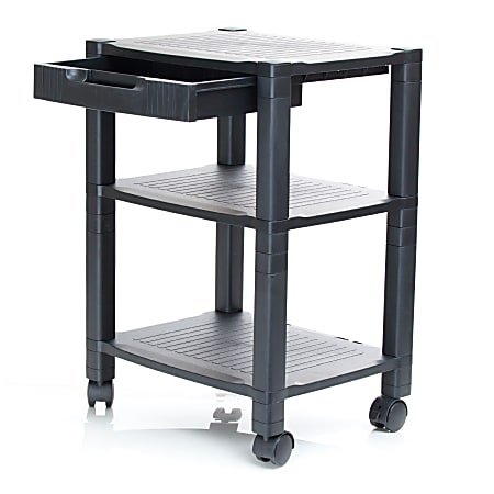 Mind Reader Classify Plastic Mobile Printer Cart With Cable Management ...